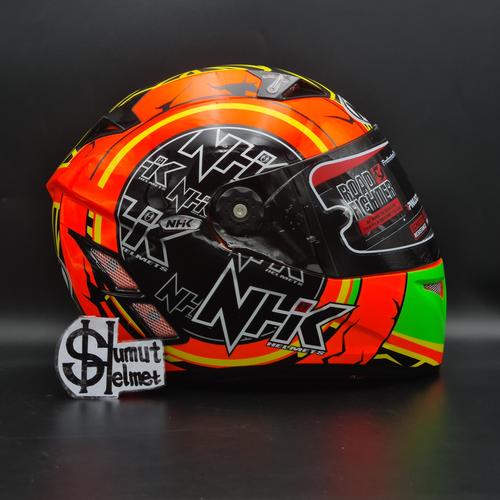 Jual HELM FULLFACE NHK GP PRO TERMINATOR RACING MOTIF WARNA ORANGE FLUO ...