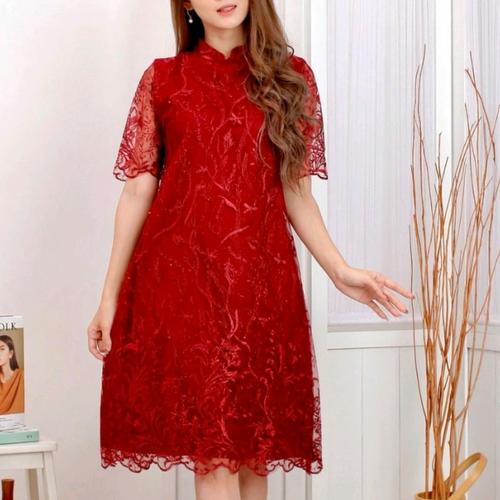 Jual Modern Classic Cheongsam Dress Lunar CNY - 27767 RMD - Navy - Kab ...