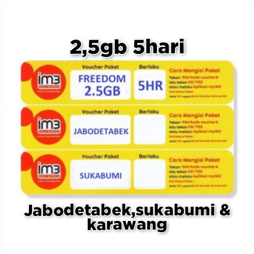 Jual vocer voucher paket data internet indosat oredo im3 2,5gb 5 hari ...