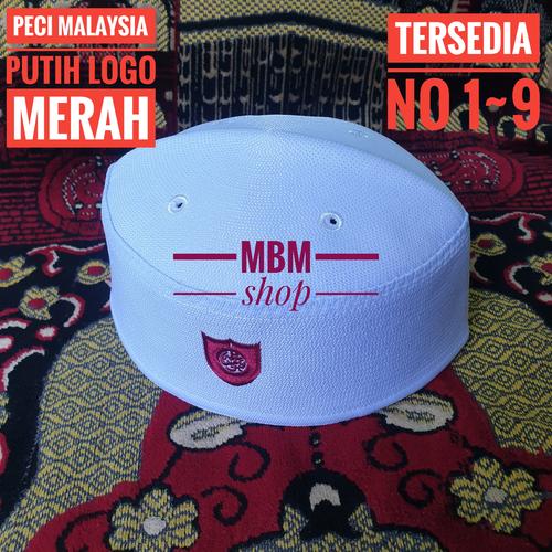 Jual Peci Malaysia Kopyah Malaysia Songkok Malaysia Putih Logo Merah ...