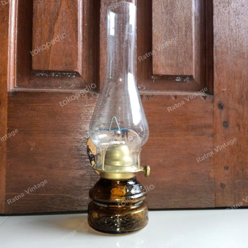 Jual Lampu minyak teplok jadul tangki kaca coklat antik - Jakarta Timur ...