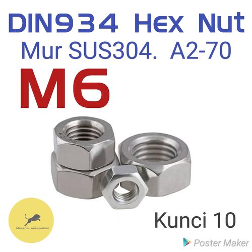 Jual Mur M6 Stainless304 A2 - Jakarta Timur - Mekanikautomation | Tokopedia