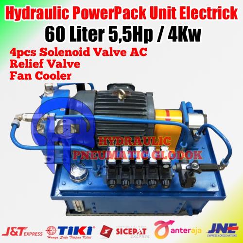 Jual Hydraulic PowerPack 5,5Hp 60Liter Electrik 4Solenoid+Relief+Fan ...
