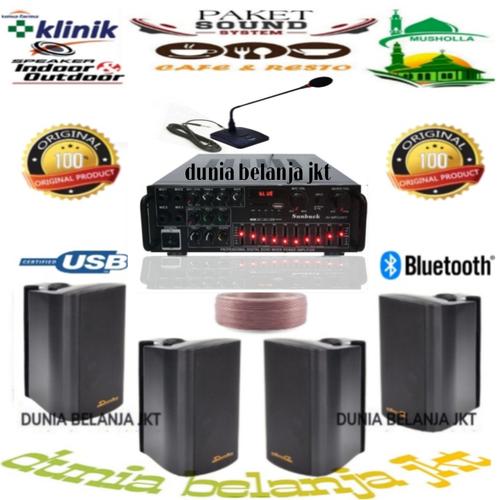 Jual paket sound speaker 4 inch 4 titik ampli USB bluetooth mic meja ...