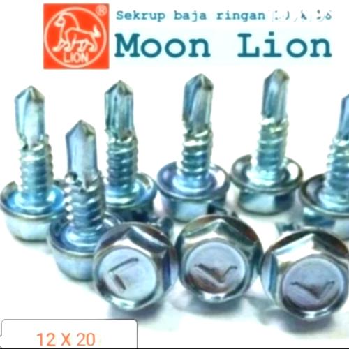 Jual Baut Baja Ringan 12x20 Moon Lion/Sekrup Roofing Putih 12x20 Moon ...