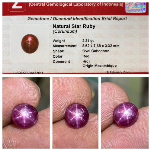Jual Natural 2.21ct Batu Star Red Ruby Hc Mozambique Memo CGL - Jakarta Timur - SanasiniGems ...