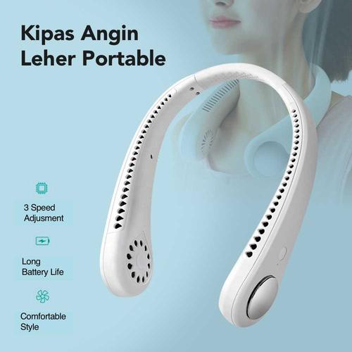 Jual Kipas Angin Leher Kalung Portable Neck Fan Rechargeable 4000 Mah ...