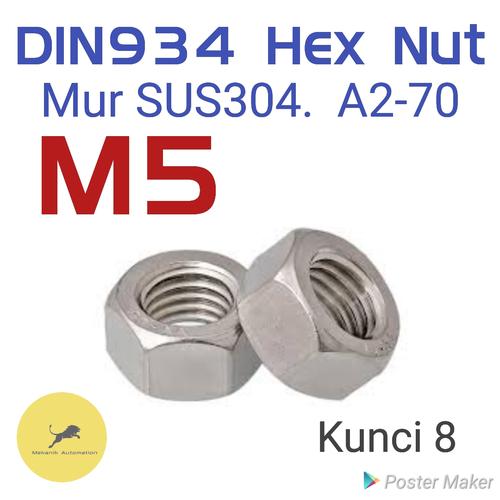 Jual Mur M5 Stainless 304 - Jakarta Timur - Mekanikautomation | Tokopedia