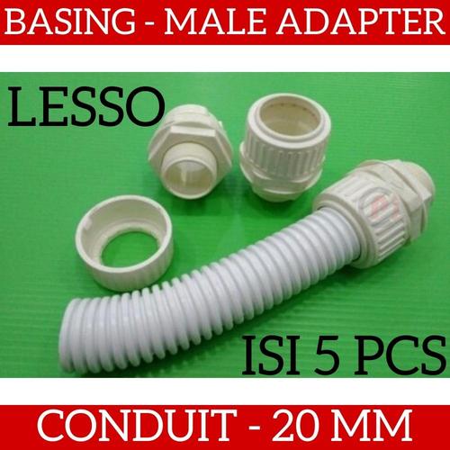 Jual Isi 5 Pcs LESSO Basing Conduit Male Adaptor Konektor Flexible 20mm ...