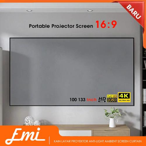 Jual Kain Layar Proyektor 16:9 Anti-light Ambient Screen Curtain Big ...