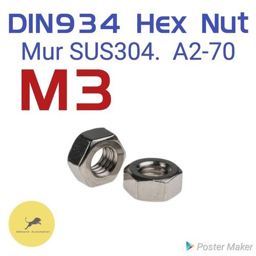 Jual Mur M3 SS304 A2 - Jakarta Timur - Mekanikautomation | Tokopedia
