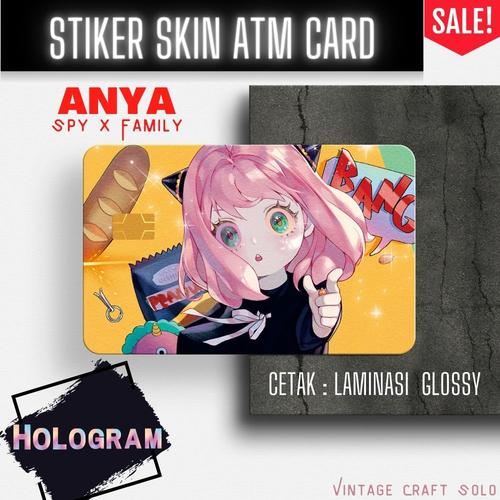 Jual sticker stiker hologram atm, card flazz, e-money Anya Spy x Family ...