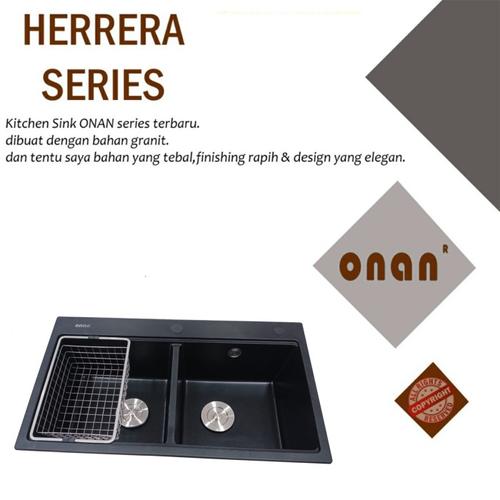 Jual Kitchen Sink Granit A ONAN 8046 Dark Black+Kran fleksible Black ...