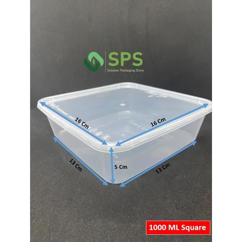 Jual Thinwall 1000ml Square food container kotak makan plastik isi ...