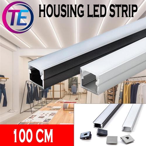 Jual cover led strip alumunium 1meter / kap rumah rell led strip 1M ...