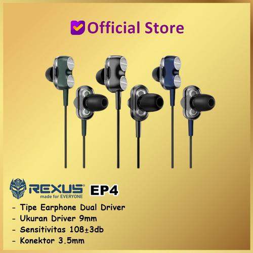 Jual Rexus EP4 Earphone Gaming Dual Driver With Mic EP 4 Gaming Headset ...