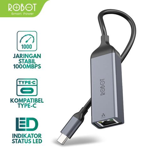 Jual ROBOT USB Type C to LAN RJ45 Ethernet Adapter Gigabit 1000Mbps ...