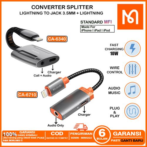 Jual MCDODO Splitter iPhone Ke Jack 3.5Mm +Lightning Audio Open Mic Ca ...
