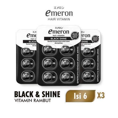 Promo Emeron Vitamin Rambut Black & Shine isi 6 x 3 pcs - - Wings ...