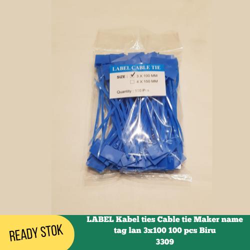 Jual LABEL Kabel ties Cable tie Maker name tag lan 3x100 100 pcs biru ...