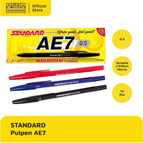 Jual BOLPEN | BALLPOINT | PULPEN STANDARD AE7 0.5 (1 PAK) MURAH - Merah ...