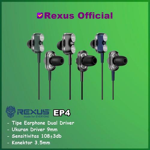 Jual Rexus EP4 Earphone Gaming Dual Driver With Mic EP 4 Gaming Headset ...