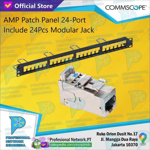 Promo AMP Commscope 1933796-2 Patch Panel 24 Port + Modular Jack CAT6A ...
