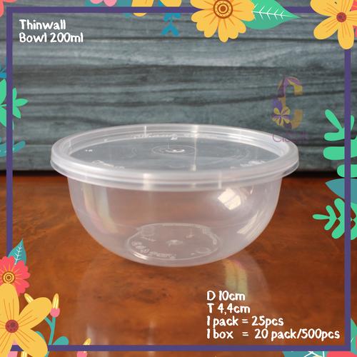 Jual KOTAK MAKAN PLASTIK THINWALL 200ML BOWL BULAT OVAL 1 PACK ISI ...