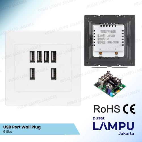 Jual Stop Kontak Colokan Dinding 6 USB Port Wallplug Soket Socket ...
