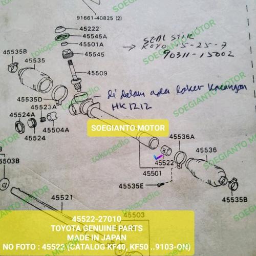 Jual 45522-27010 ORI TOYOTA BUSH STEERING RACK KIJANG GRAND KAPSUL 7K ...