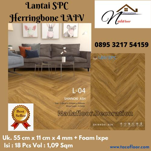 Jual Lantai SPC Herringbone Pattern Motif Kayu Laiv tebal 5 mm ...
