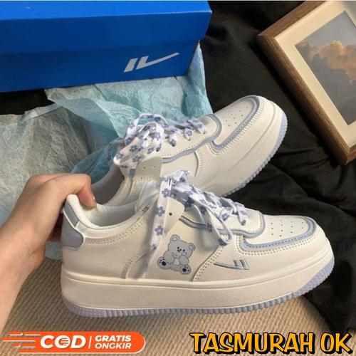 Jual SEPATU WHITE SNEAKERS AIR KETS SHOES WANITA BEAR BABY BLUE KOREA ...