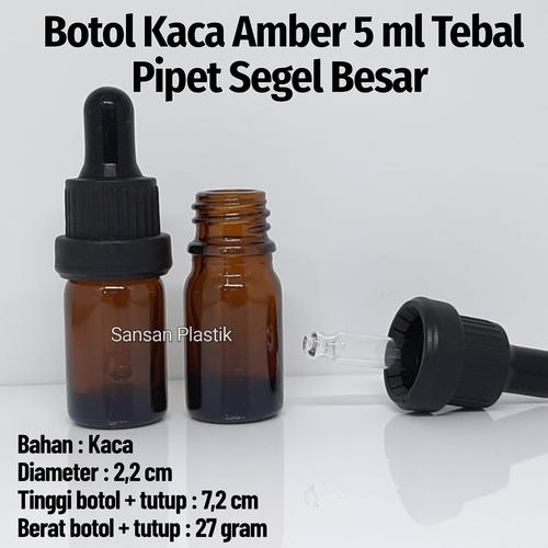 Jual Botol Kaca Pipet 5 ml Amber Big Cap /Botol 5ml Pipet Segel Tutup ...