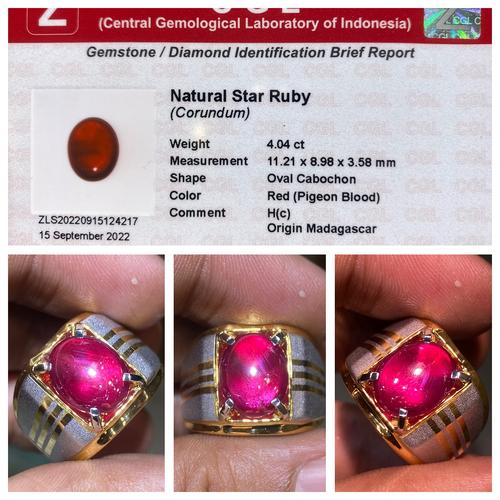 Jual Natural 4.04ct Pigeon Blood Star Red Ruby Hc Top Color - Jakarta Timur - Sanasini Kaskus ...