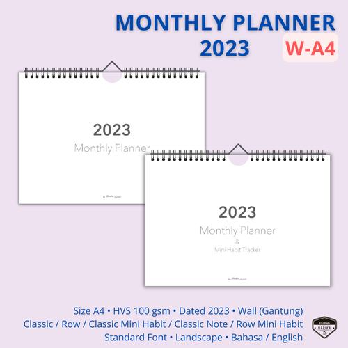 Jual Monthly Planner 2023 / Kalender | A4 / Landscape | Dinding - W.L ...