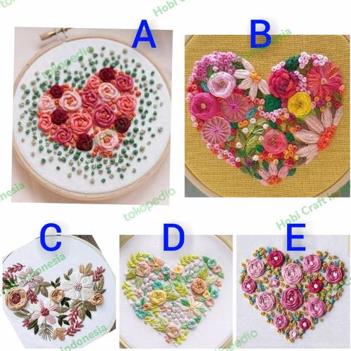 Jual diy paket sulam benang embroidery kit love bunga hati bordir jahit ...