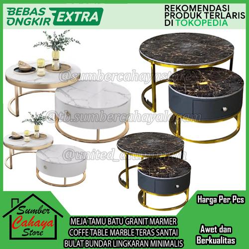 Jual MEJA TAMU BATU GRANIT MARMER COFFE TABLE MARBLE TERAS BULAT ...
