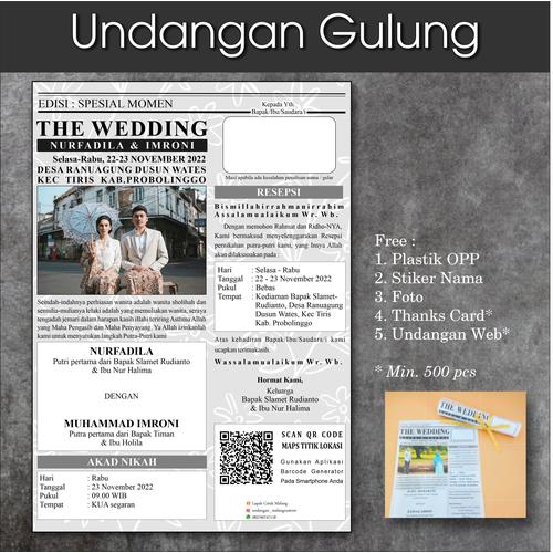 Jual Undangan pernikahan unik model koran gulung + pita emas - 3 - Kota ...