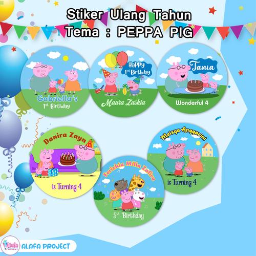 Jual Stiker Ultah Anak Peppa Pig / Label Ulang Tahun Birthday Custom ...