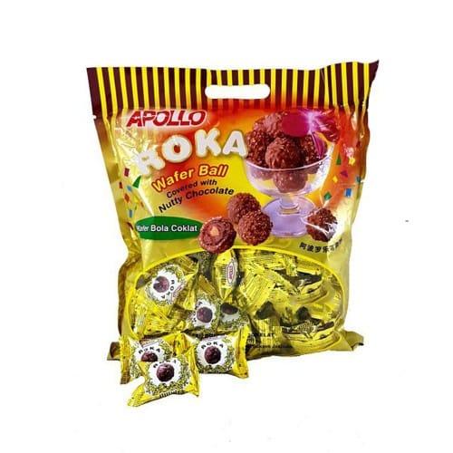 Jual Apollo Roka Coklat isi 70 Pcs 420gr Wafer Bulat Balut Kacang - Kab ...