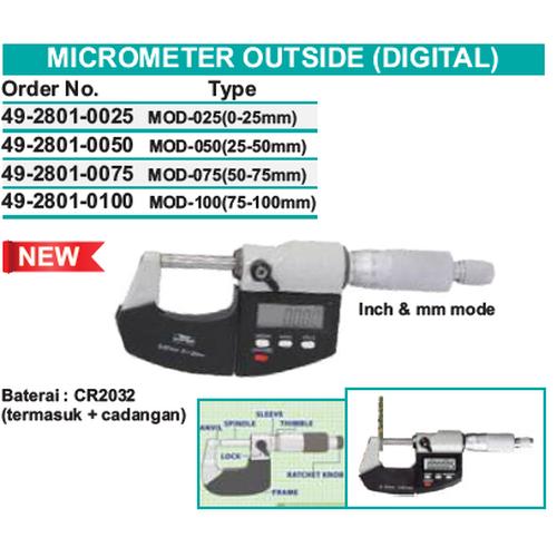 Jual Micrometer Outside (Digital) Size 0-25mm MOD-25 WIPRO - Kota ...