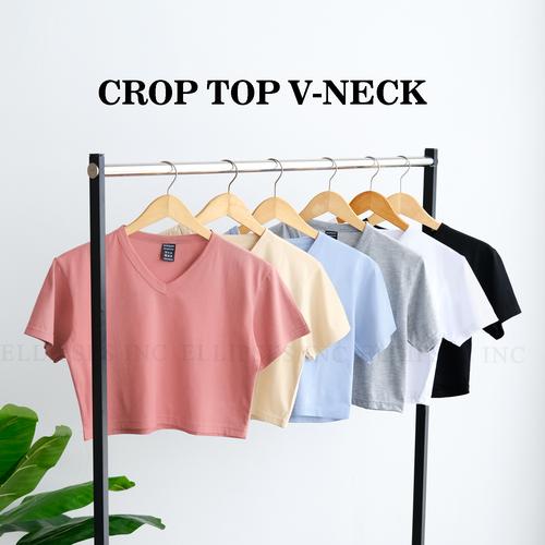 Promo ELLIPSESINC Basic Crop Top V-Neck - Hitam, LGN PDK ALLSIZE ...