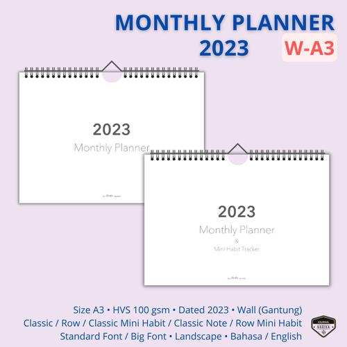 Jual Monthly Planner 2023 / Kalender | A3 / Landscape | Dinding - W.L ...