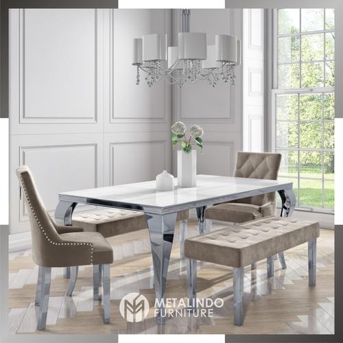Jual Set meja makan minimalis rangka stainless, set meja makan bangku ...