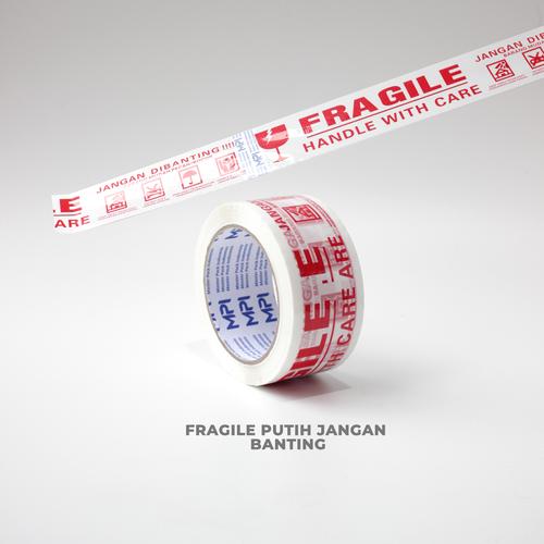 Jual Lakban Fragile Putih Handle With Care Pecah Belah 48mmx100Yard MPI ...