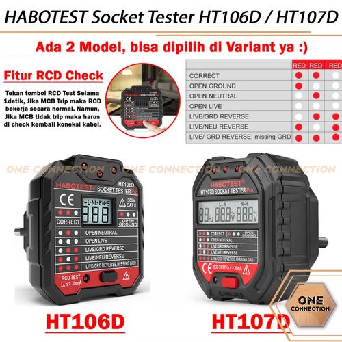 Jual Alat Uji Grounding HABOTEST Stop Kontak Voltage Tester HT106D ...