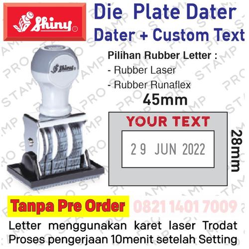 Jual Shiny Die Plate Dater Stempel Tanggal + Custom Text / Logo - Karet ...