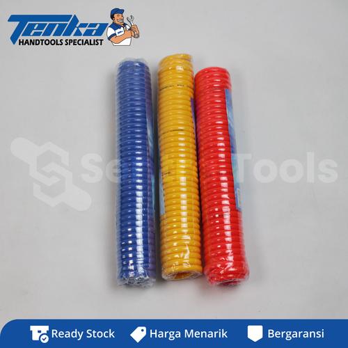 Jual Selang Kompresor Angin Spiral Tenka PU Recoil 6 Meter - Biru ...
