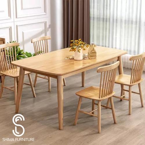 Jual set meja makan modern 4 kusi, meja persegi panjang kayu jati - Kab ...