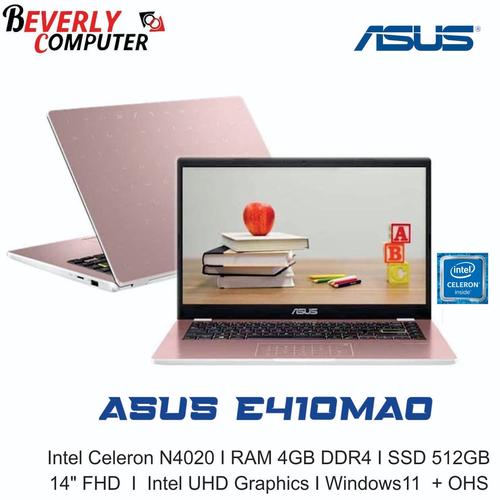 Jual Asus E410MAO/Celeron N4020/4GB/512GB SSD/14″/Win 11 Home+OHS/Rose Pink - Kota Makassar ...